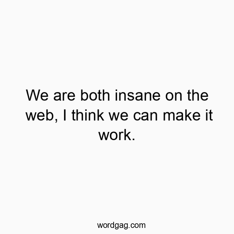 We are both insane on the web, I think we can make it work. — Wordgag ツ