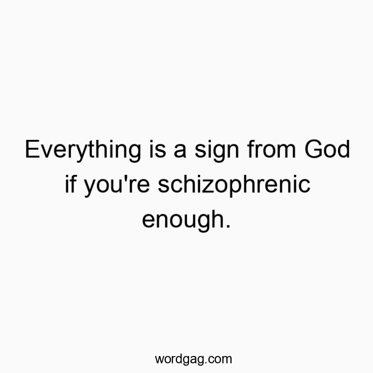 Everything is a sign from God if you’re schizophrenic enough. - Wordgag ツ